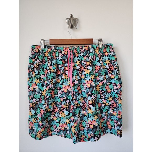 Chubbies 7 multicolor floral toucan swim trunks 2XL